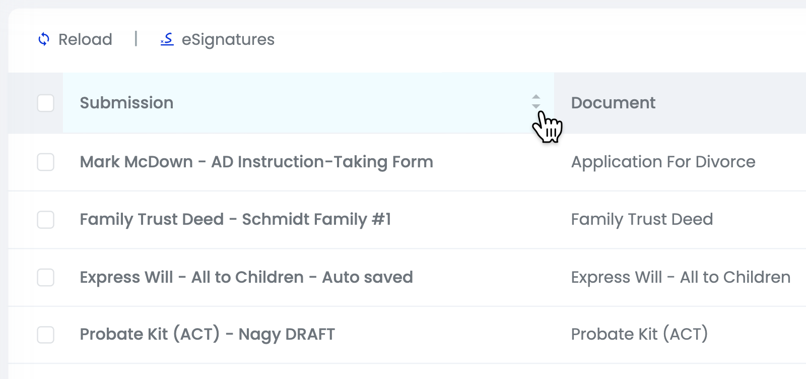 Navigating the Submissions Table